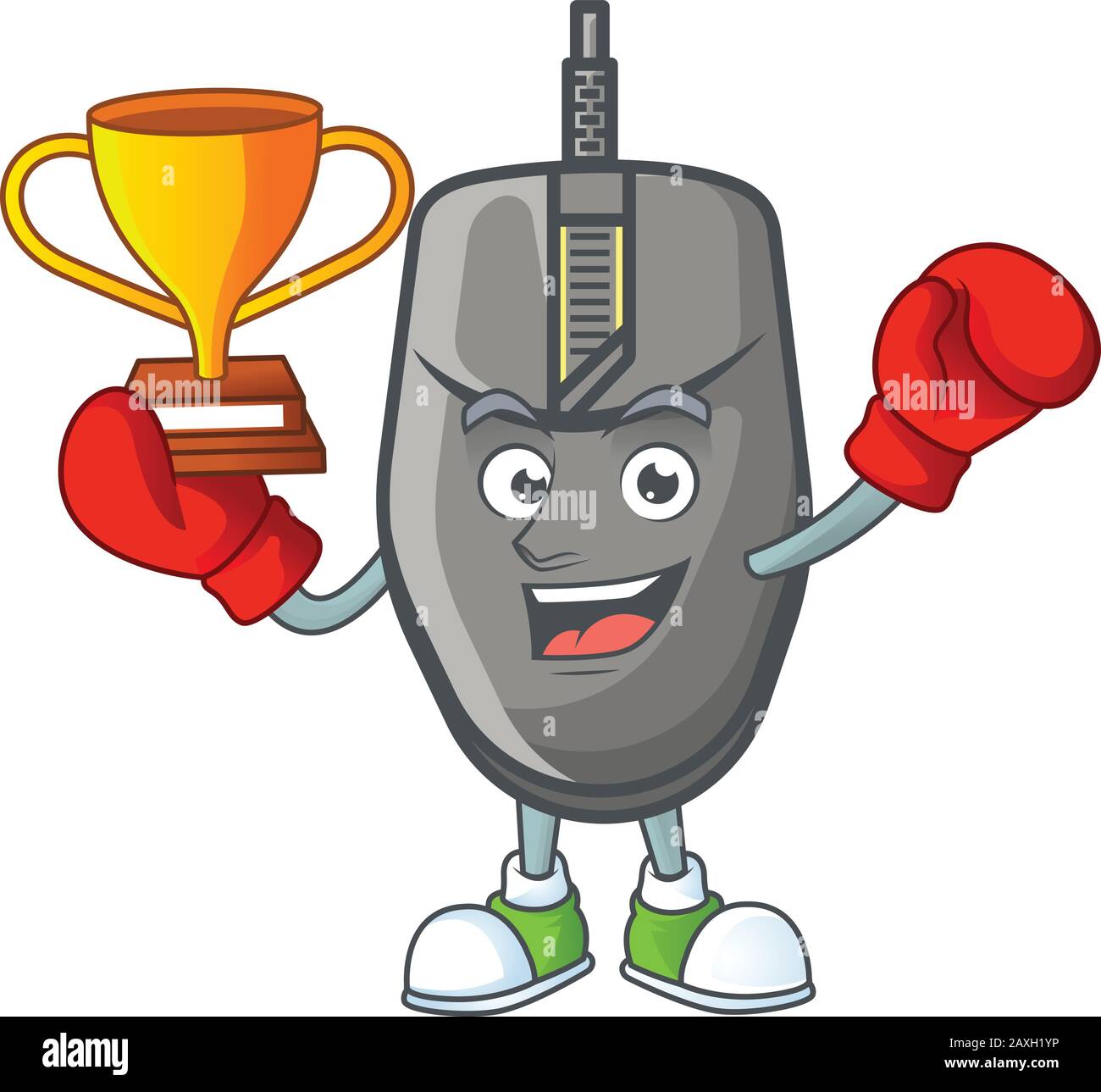 Super cool Boxing winner of black mouse in mascot cartoon design Stock ...