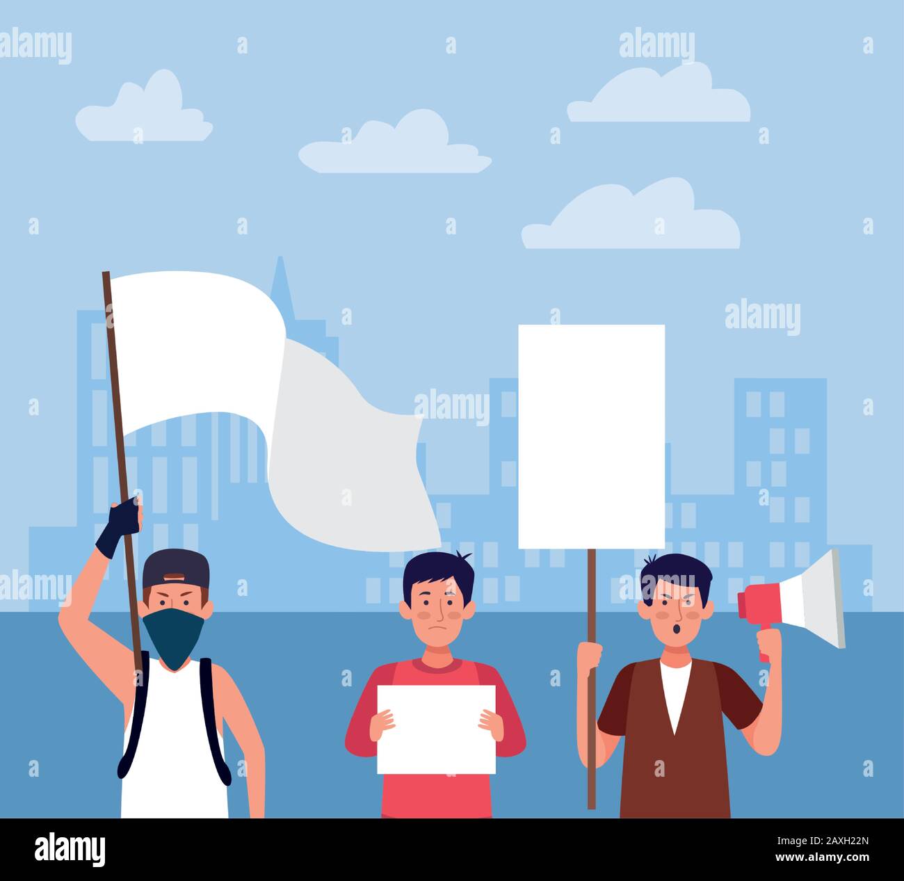 angry men holding a blank signs, colorful design Stock Vector Image ...