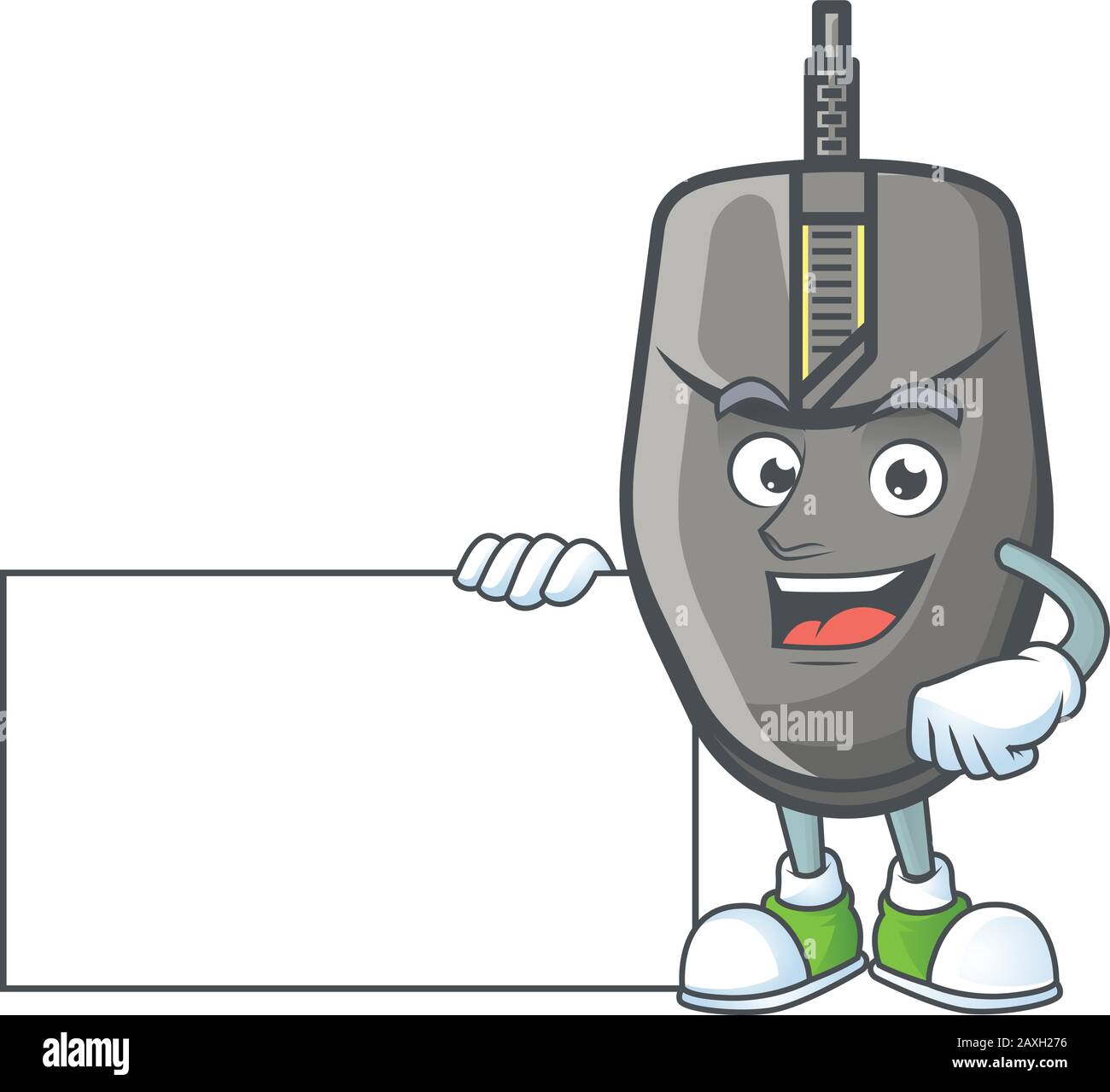 Cute funny black mouse cartoon character having a board Stock Vector ...