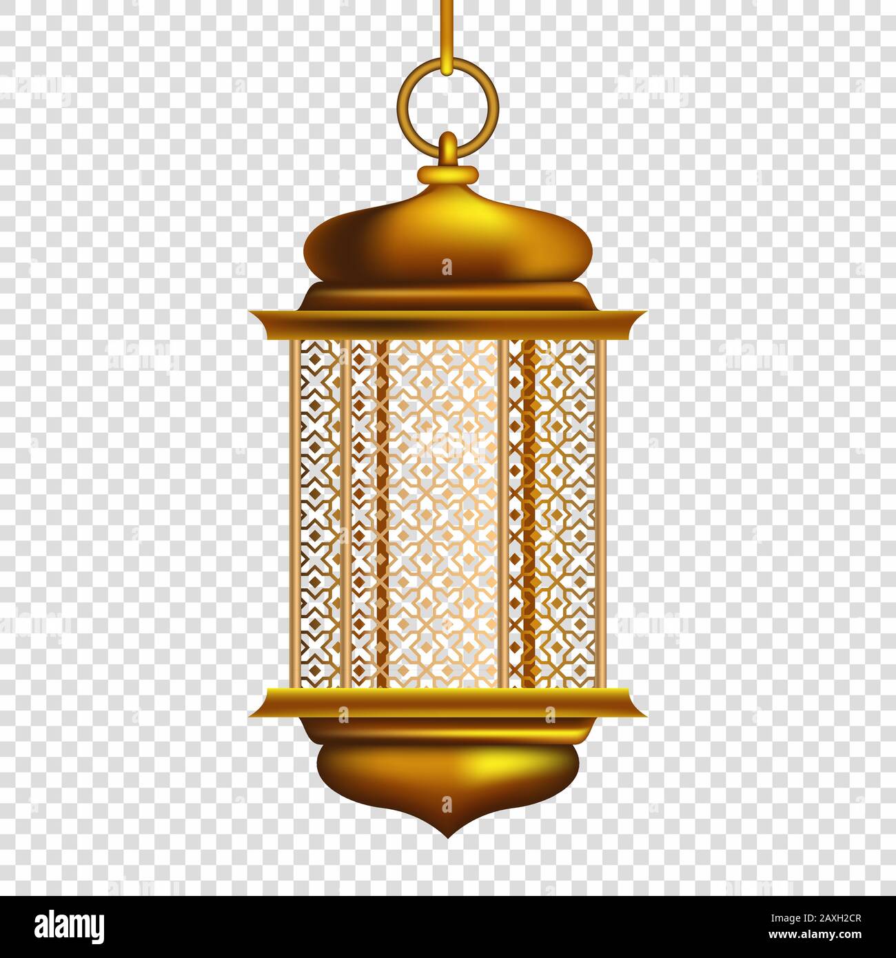 Golden Arabic lantern , Gold vintage luminous lantern, Isolated on ...