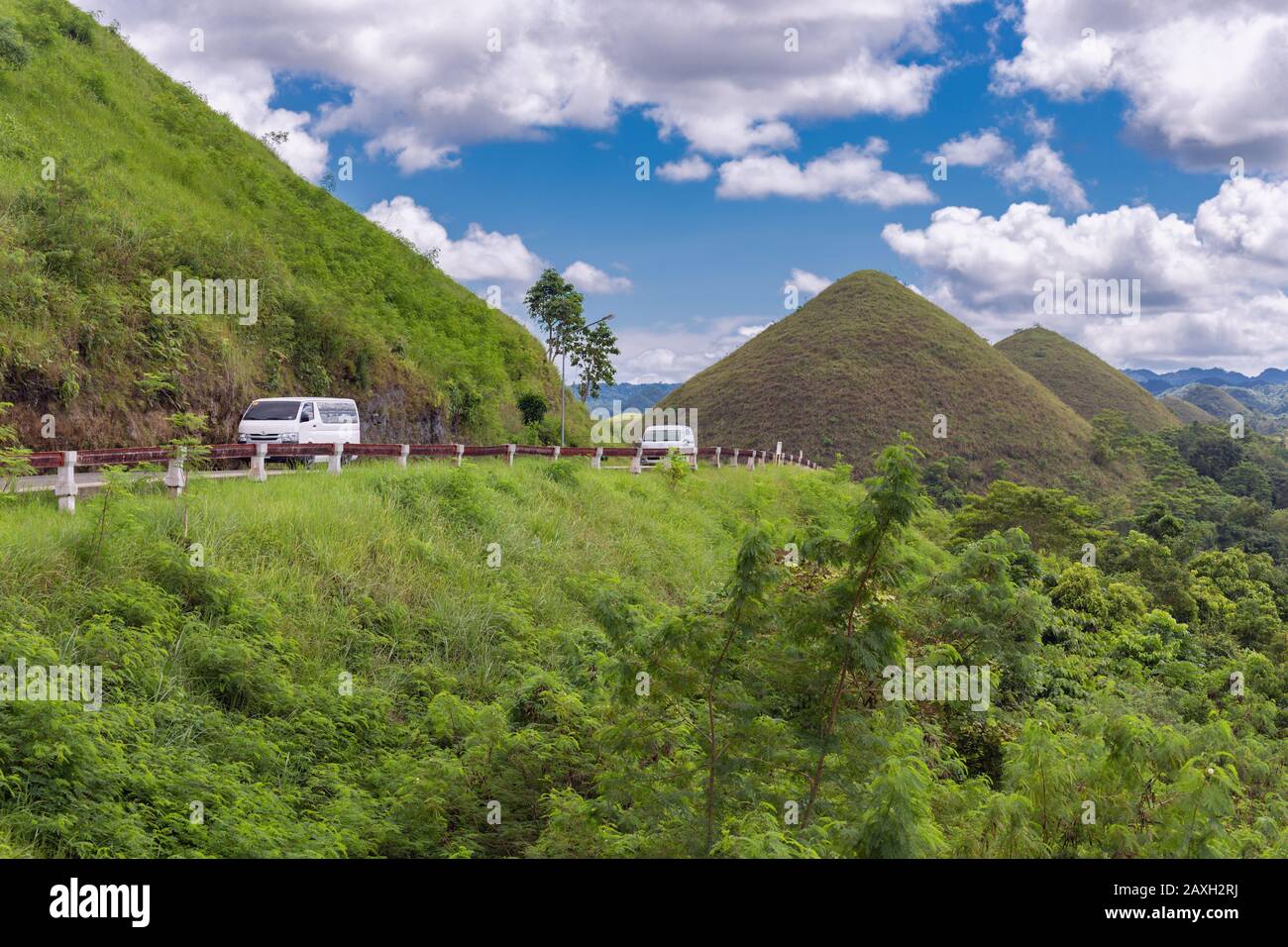 Bohol, Philippines - January, 27, 2020: Road with cars to the Chocolate ...