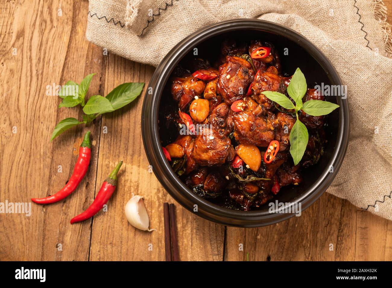 Delicious traditional Chinese three cups chicken dish Stock Photo - Alamy