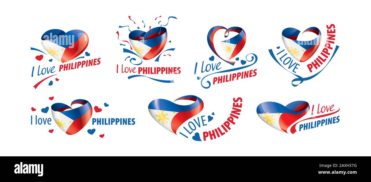 National flag of the Philippines in the shape of a heart and the ...
