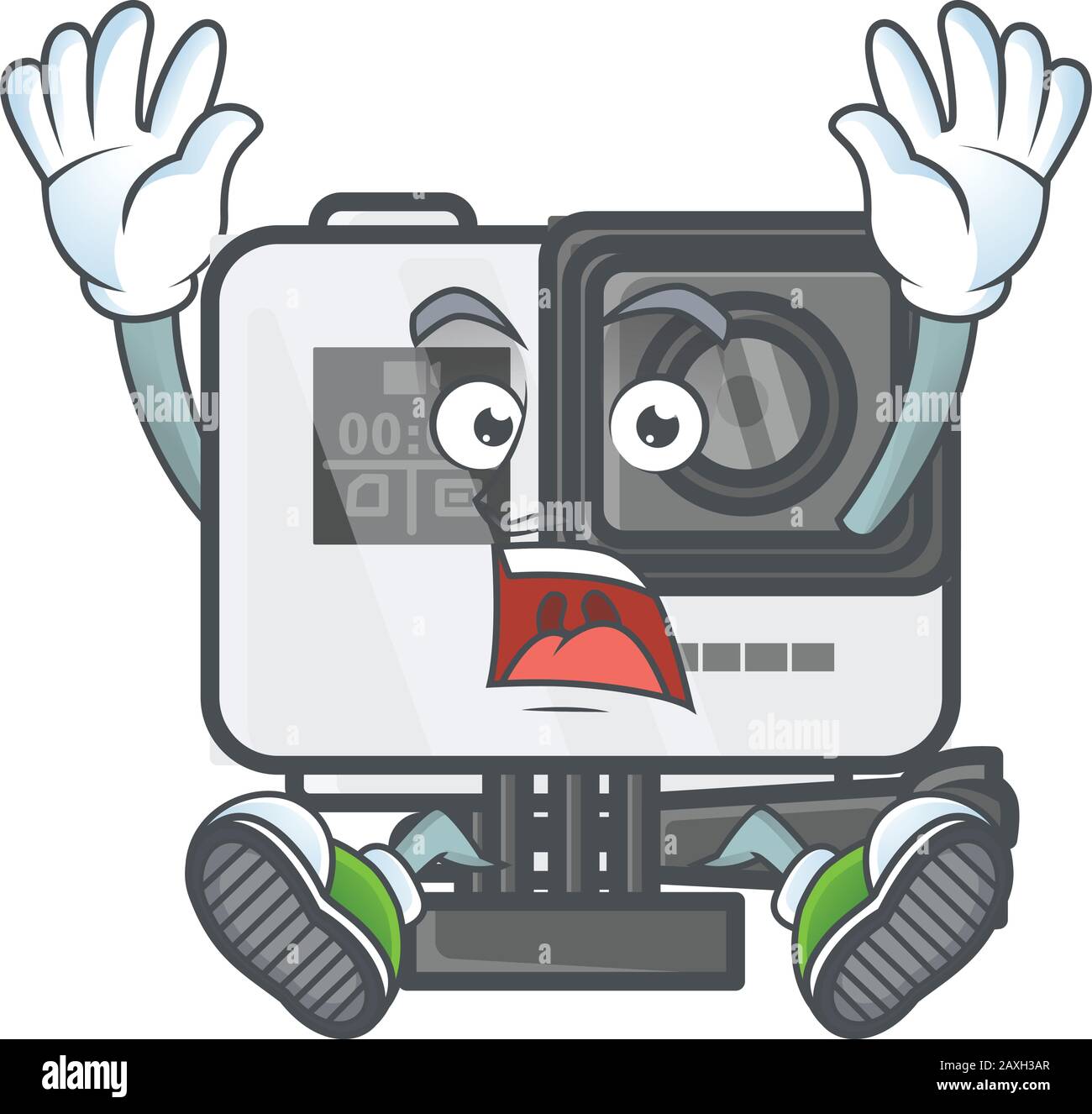 A picture of action camera cartoon design with shocking gesture Stock ...