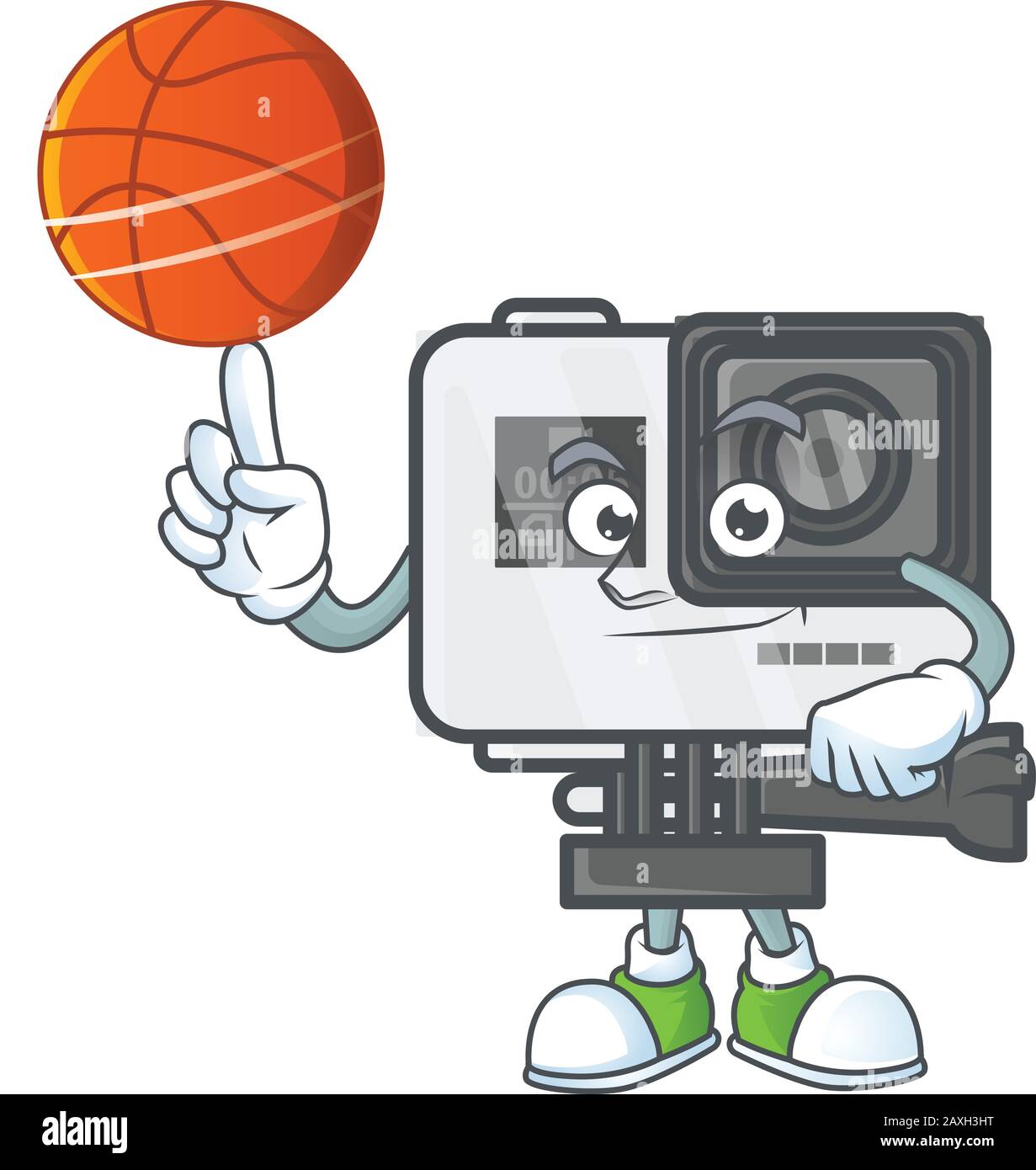 a strong action camera cartoon character with a basketball Stock Vector ...
