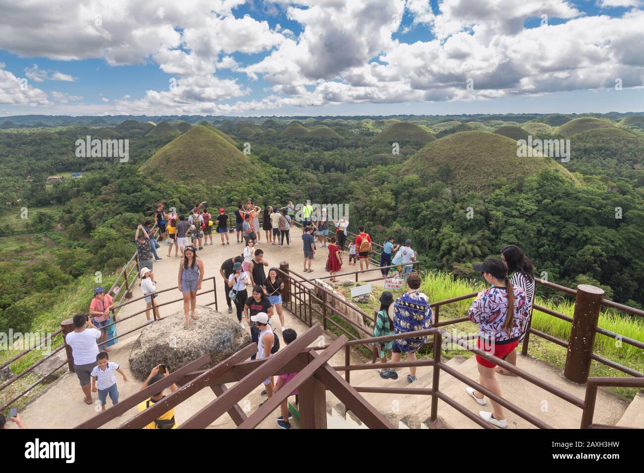 Bohol, Philippines - January, 27, 2020: Many people tourists visit ...