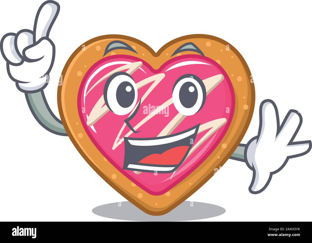 mascot cartoon concept cookie heart in One Finger gesture Stock Vector ...