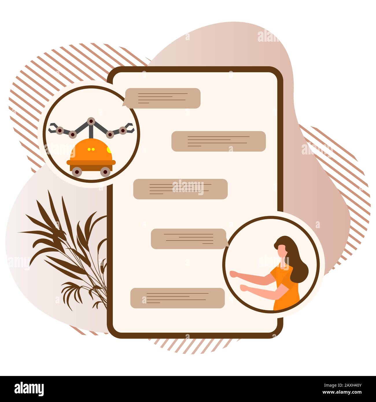 Vector illustration Robot corresponded with human. Chat bot virtual ...