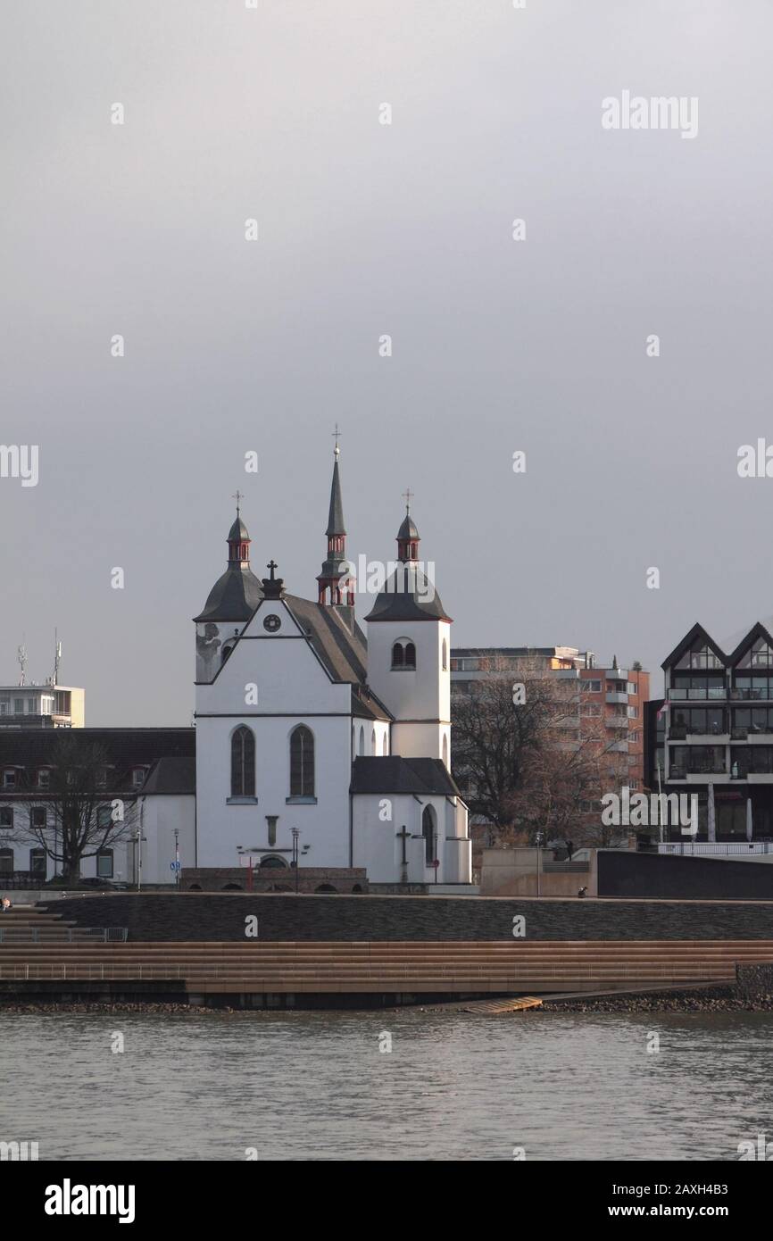 Church on Rein River Embankment. Cologne, Germany Stock Photo - Alamy