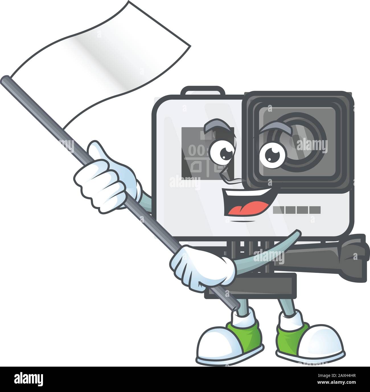 Funny action camera cartoon character design with a flag Stock Vector ...
