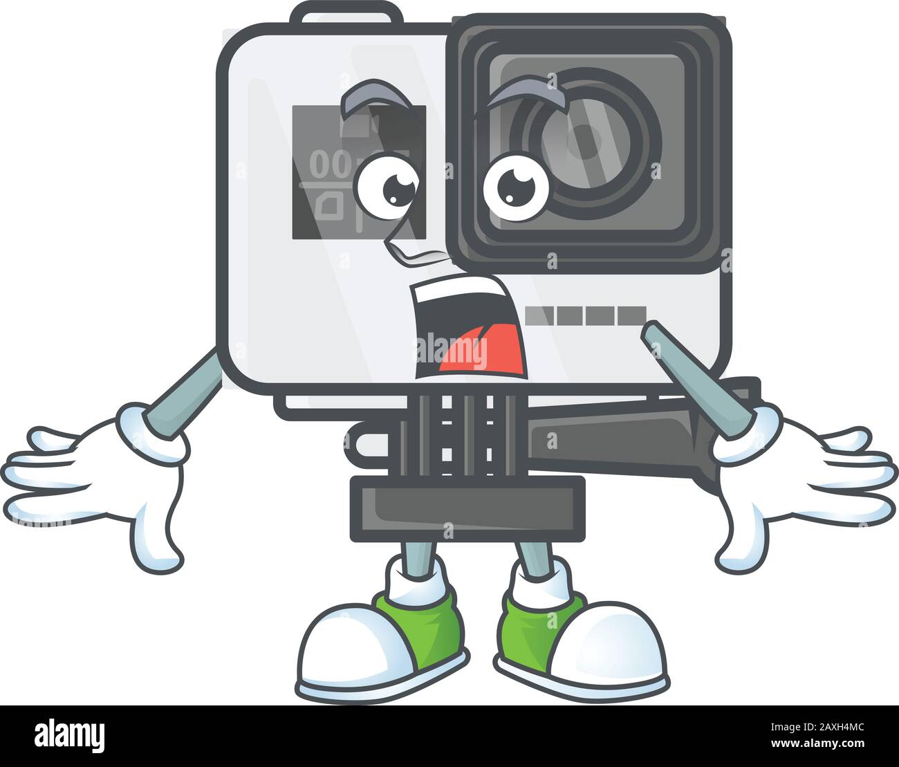 cartoon character design of action camera with a surprised gesture ...