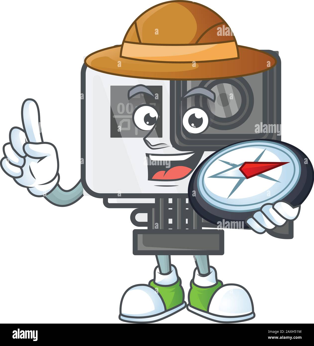 A action camera explorer cartoon design having a compass Stock Vector ...