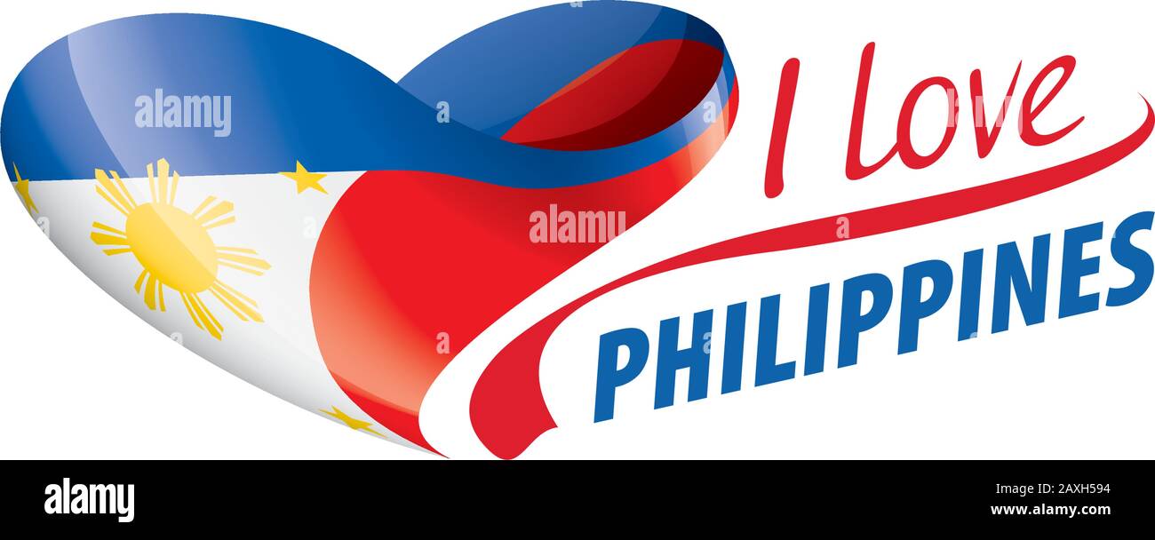 National flag of the Philippines in the shape of a heart and the ...