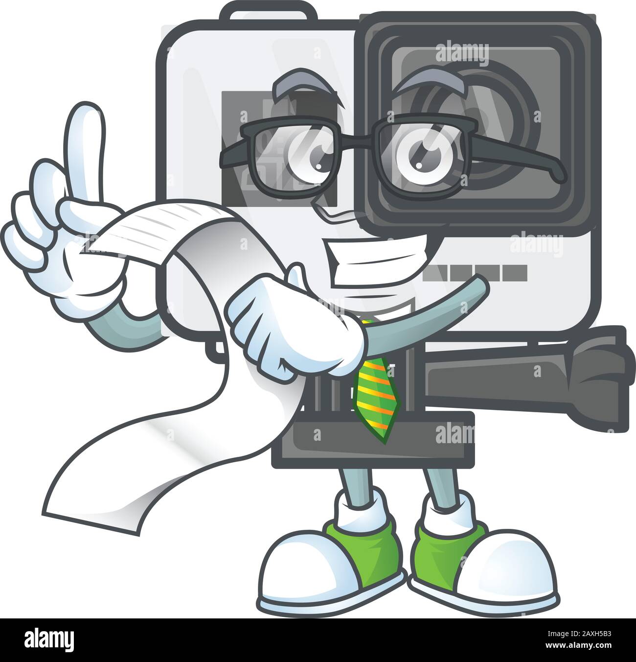 A funny face character of action camera holding a menu Stock Vector ...