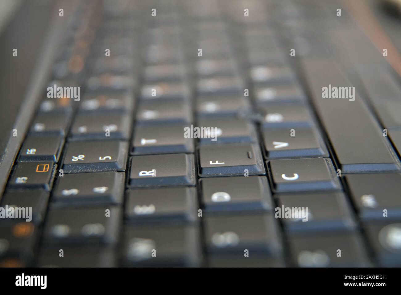 Black and white focus on windows keyboard . Notebook keyboard . Close ...