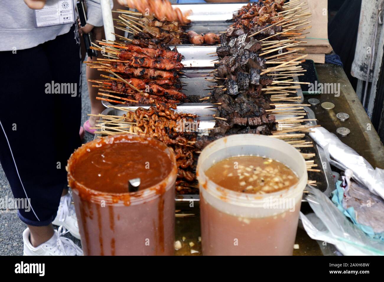 Photo of assorted grilled pork innards such as intestine, liver ...