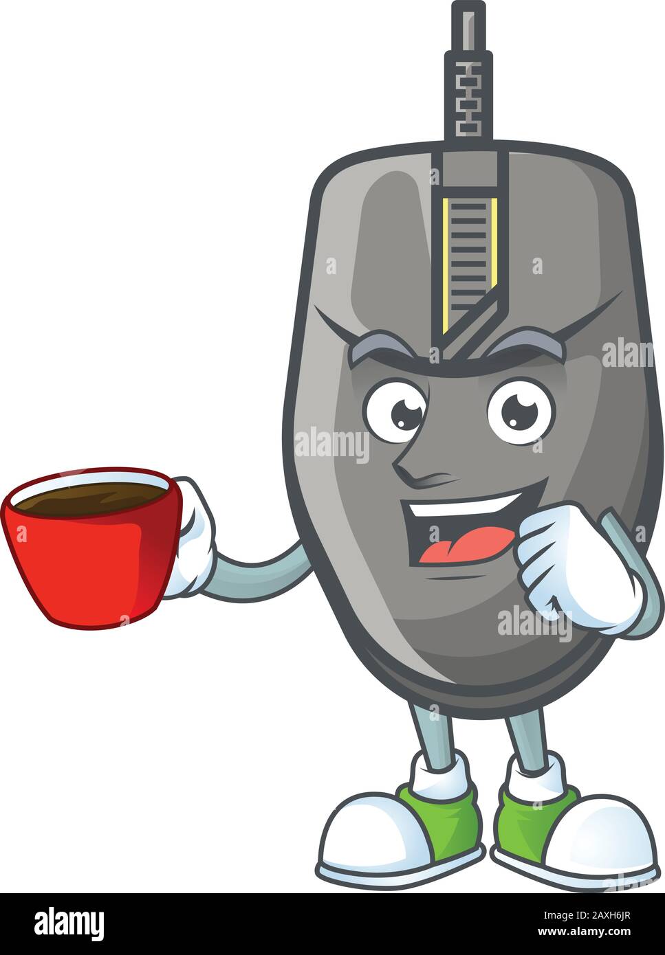 Cool black mouse cartoon character with a cup of coffee Stock Vector ...