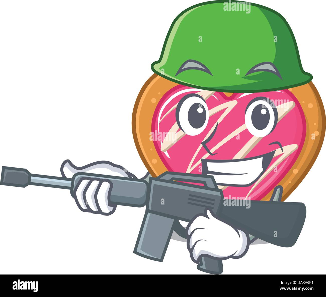 A cute picture of cookie heart Army with machine gun Stock Vector Image ...