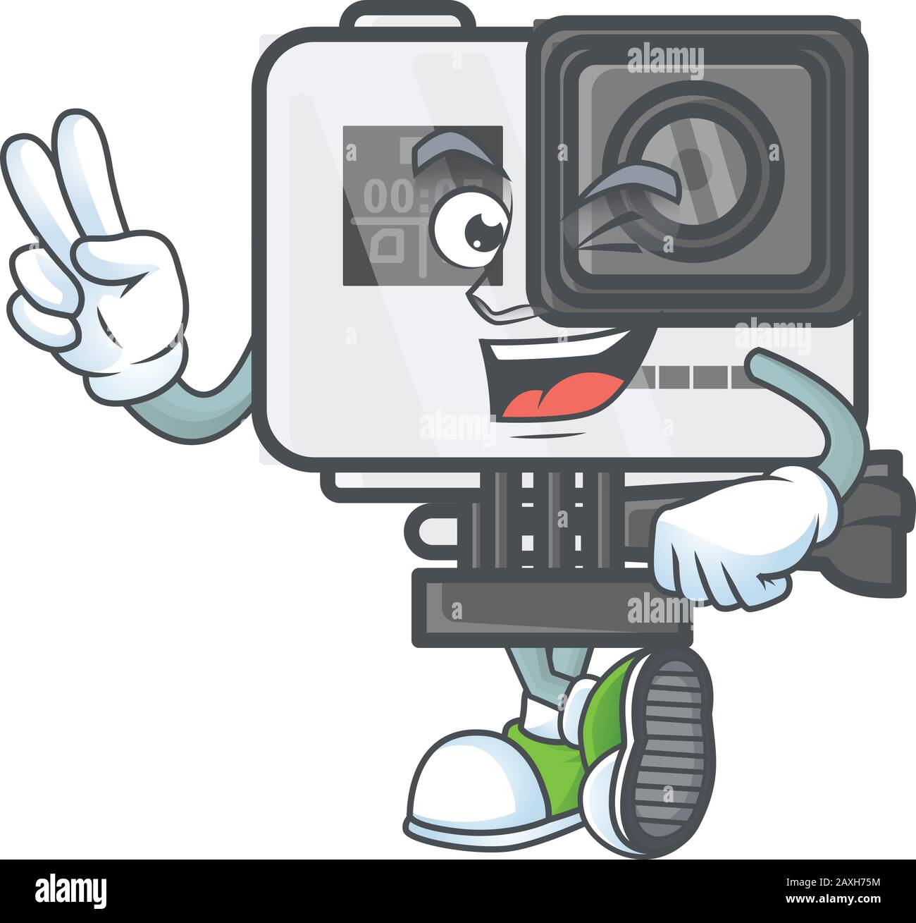 Cute cartoon mascot picture of action camera with two fingers Stock ...
