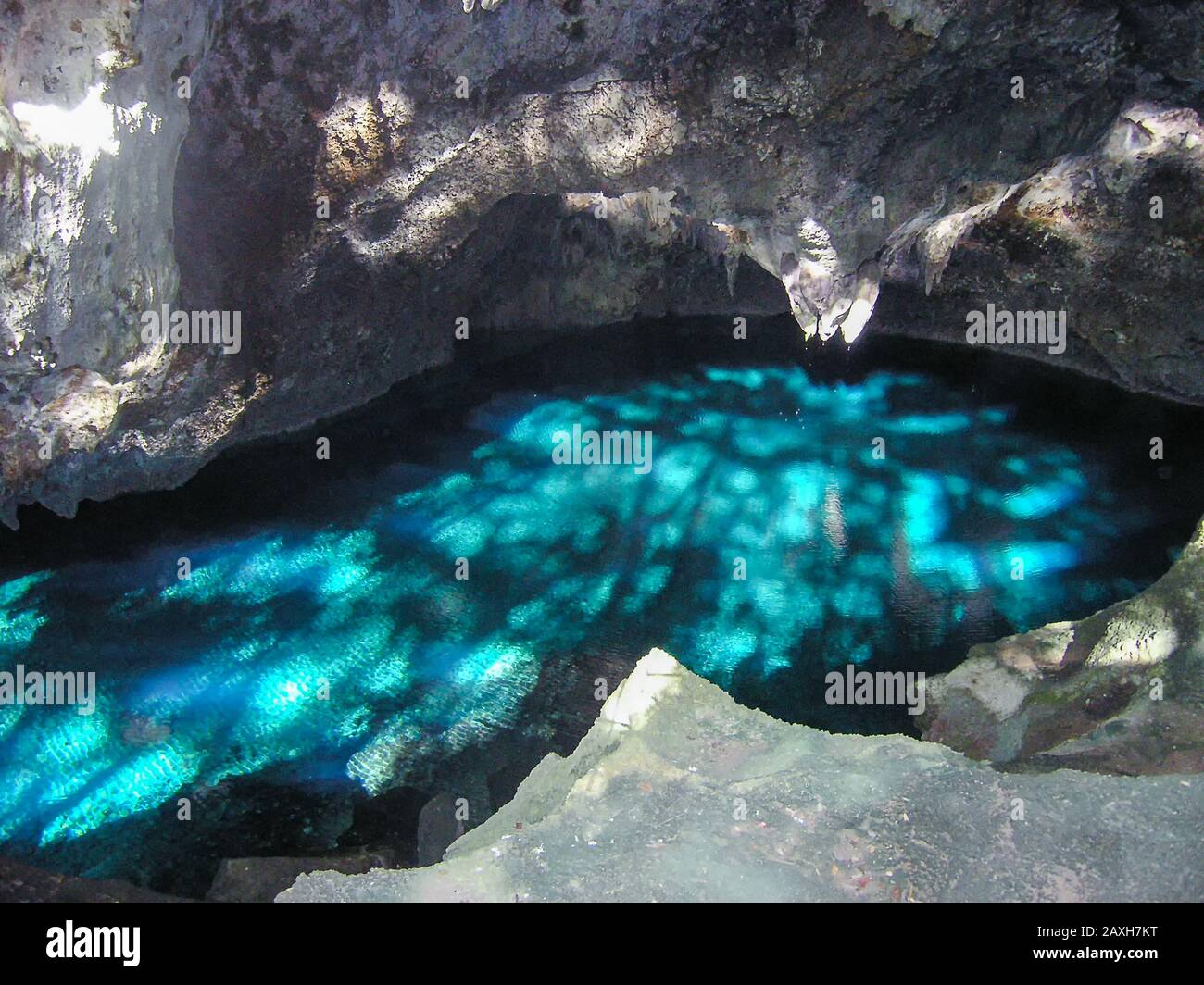 Limestone rock formations at a cenote in the Dominican Republic Stock ...