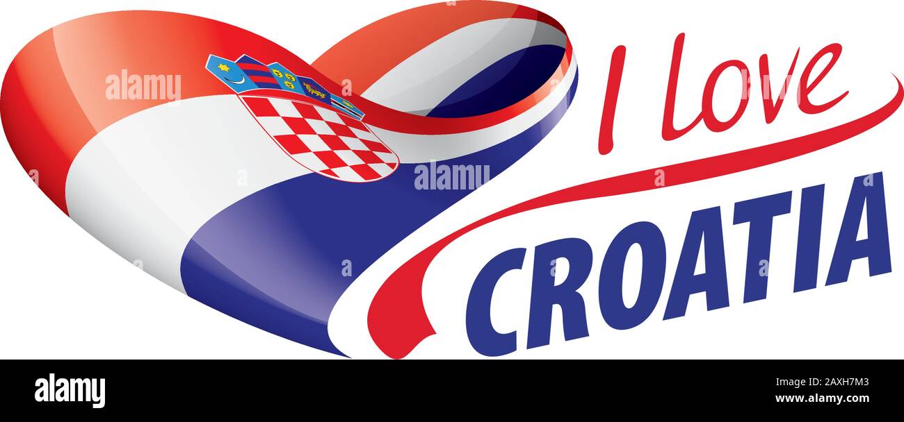 National flag of the Croatia in the shape of a heart and the ...