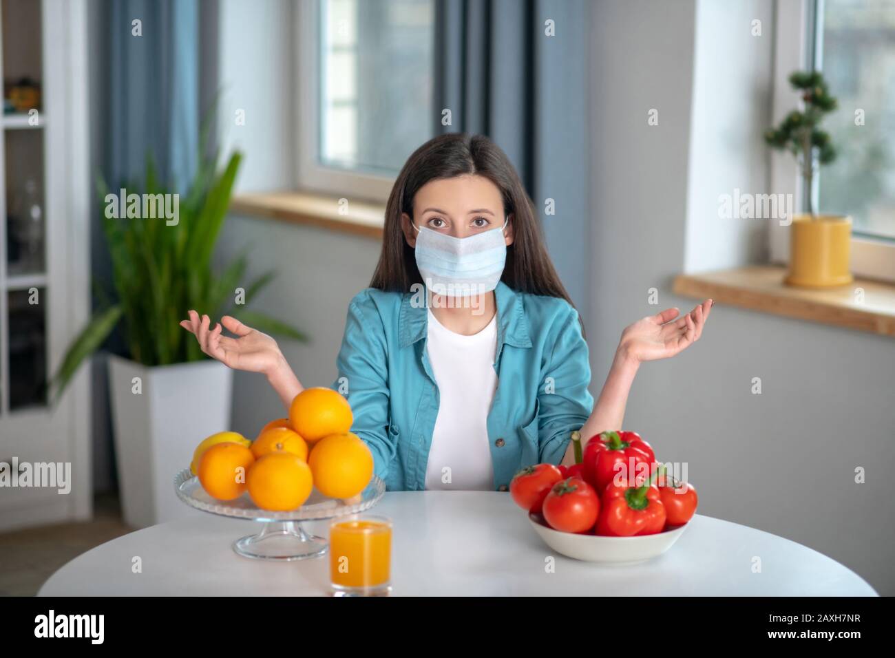 Woman being unable to eat some products because of allergy Stock Photo ...
