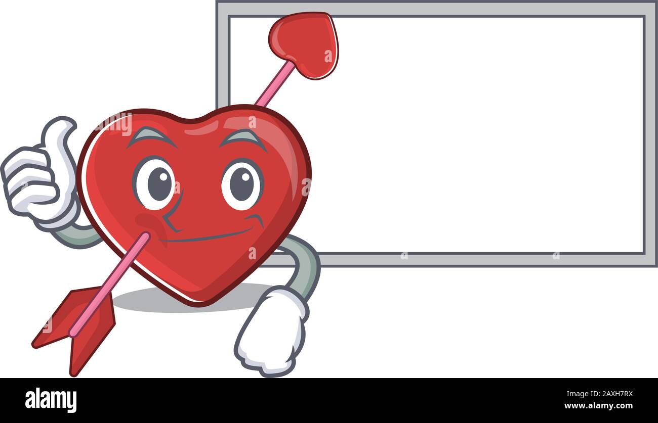 Thumbs up of heart and arrow cartoon design having a board Stock Vector ...