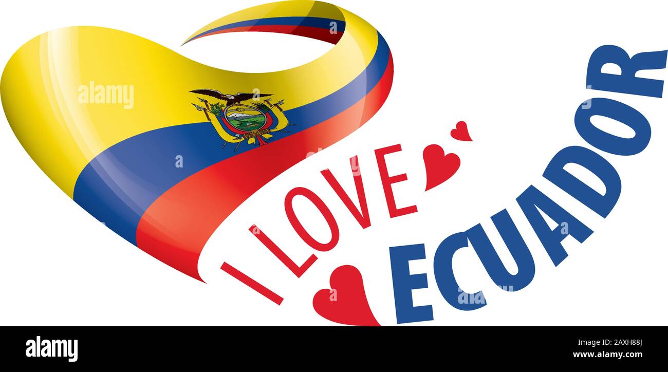 National flag of the Ecuador in the shape of a heart and the ...