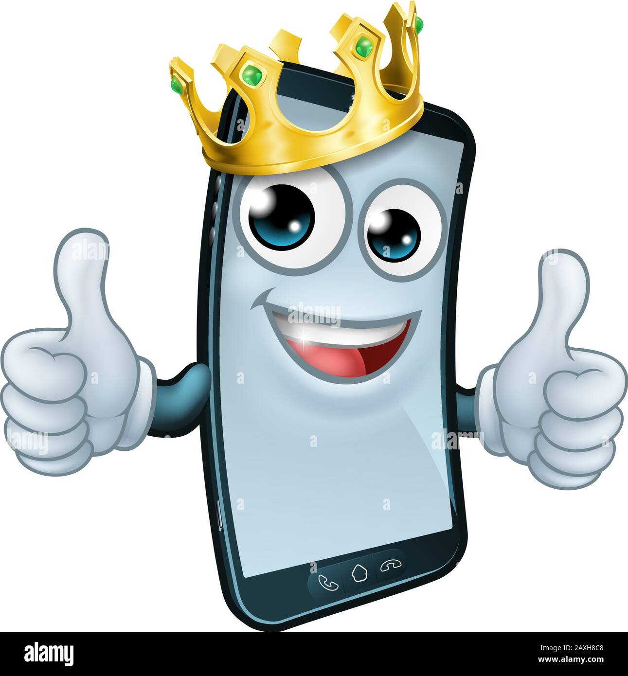 Mobile Phone King Crown Thumbs Up Cartoon Mascot Stock Vector Image ...