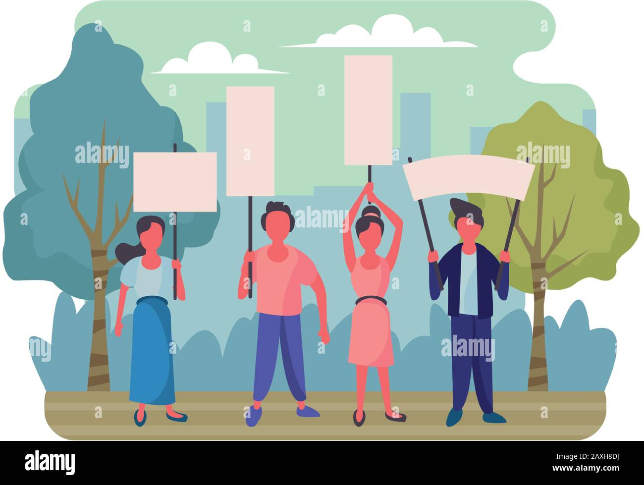 activists people with protest banners Stock Vector Image & Art - Alamy