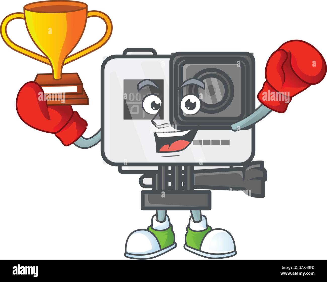 Super cool Boxing winner of action camera in mascot cartoon design ...