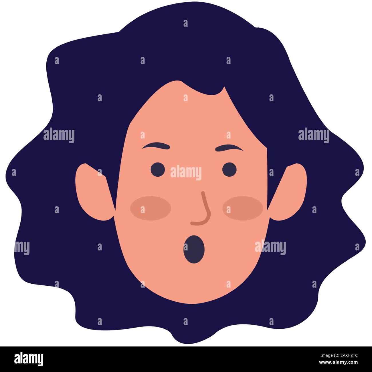 cartoon woman face with surprised expression, colorful design Stock ...