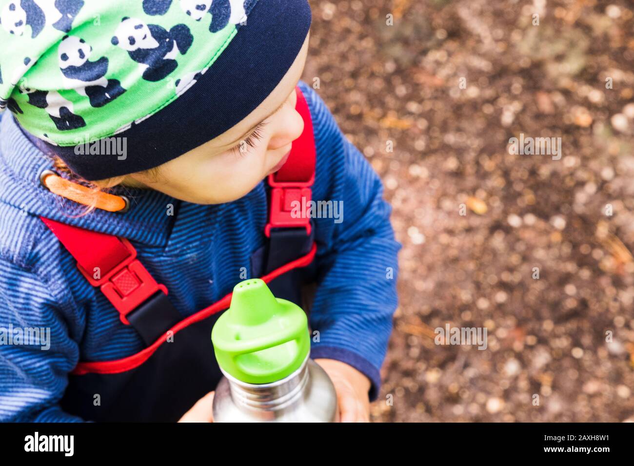 A baby playing on a forest path in autumn Stock Photo - Alamy