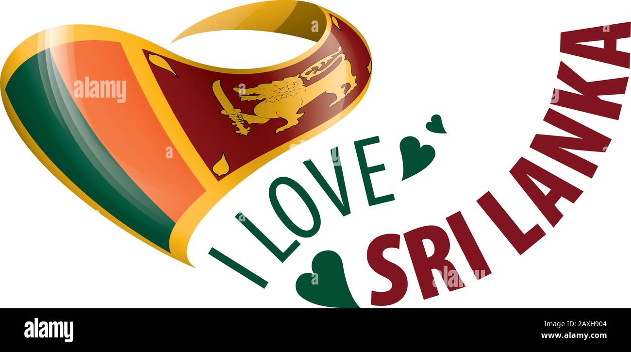 National flag of the Sri Lanka in the shape of a heart and the ...