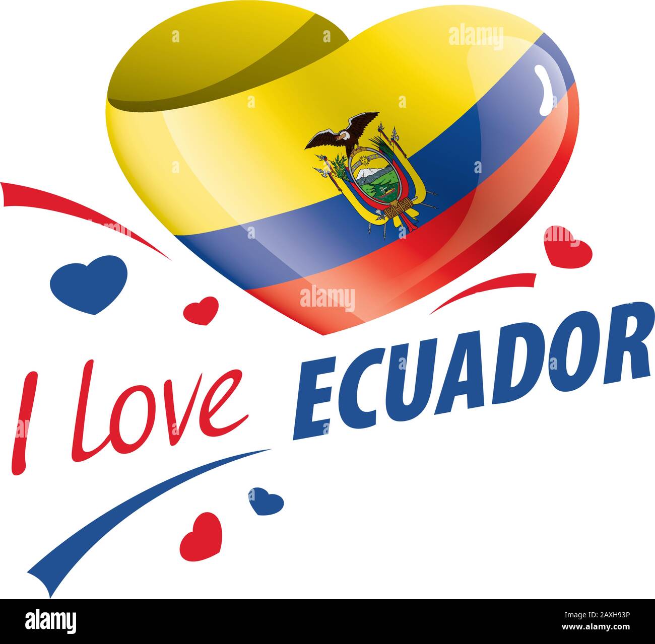 National flag of the Ecuador in the shape of a heart and the ...