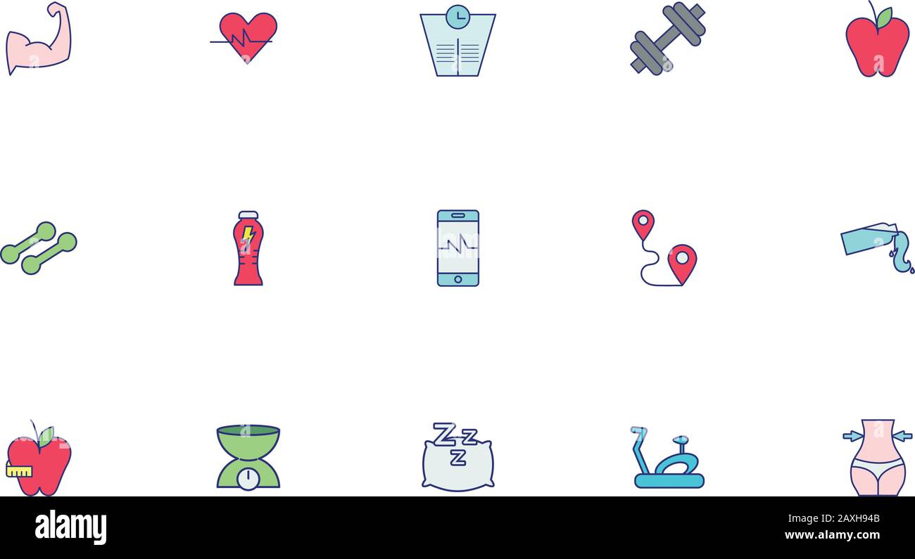 bundle of healthy lifestyle icons Stock Vector Image & Art - Alamy