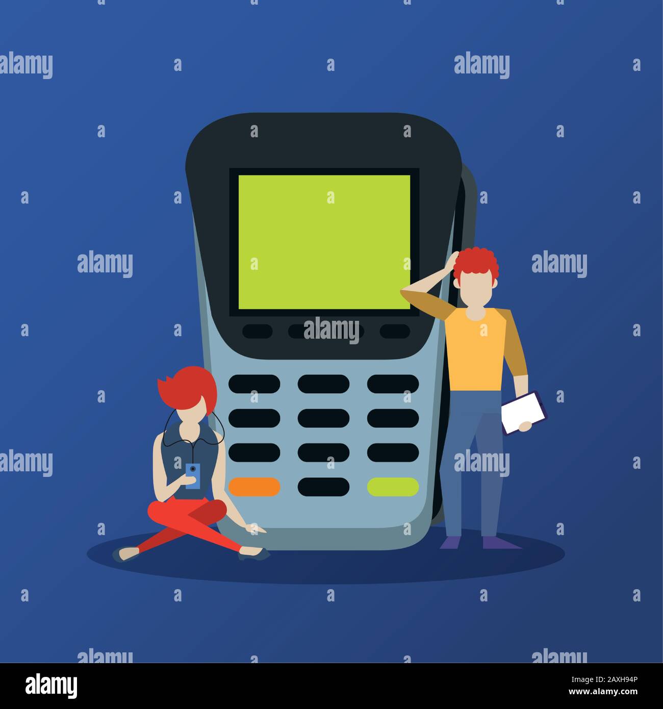 voucher machine ecommerce with young couple Stock Vector Image & Art ...
