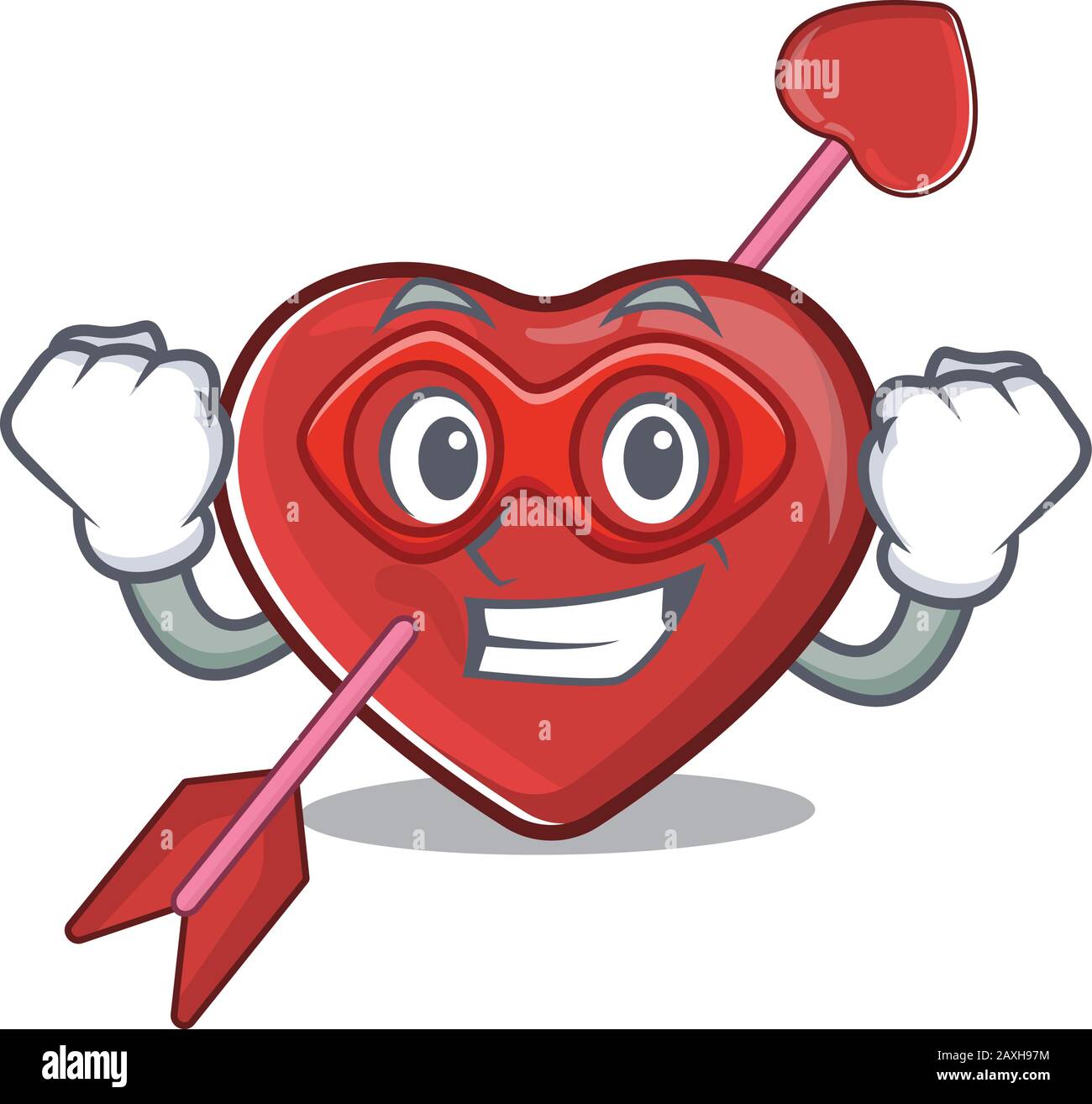 A cartoon concept of heart and arrow performed as a Super hero Stock ...
