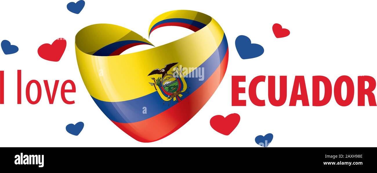 National flag of the Ecuador in the shape of a heart and the ...
