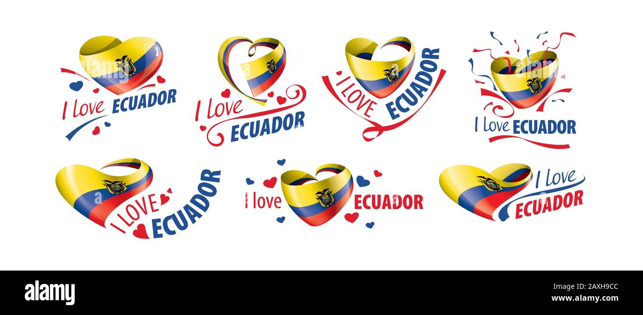 National flag of the Ecuador in the shape of a heart and the ...