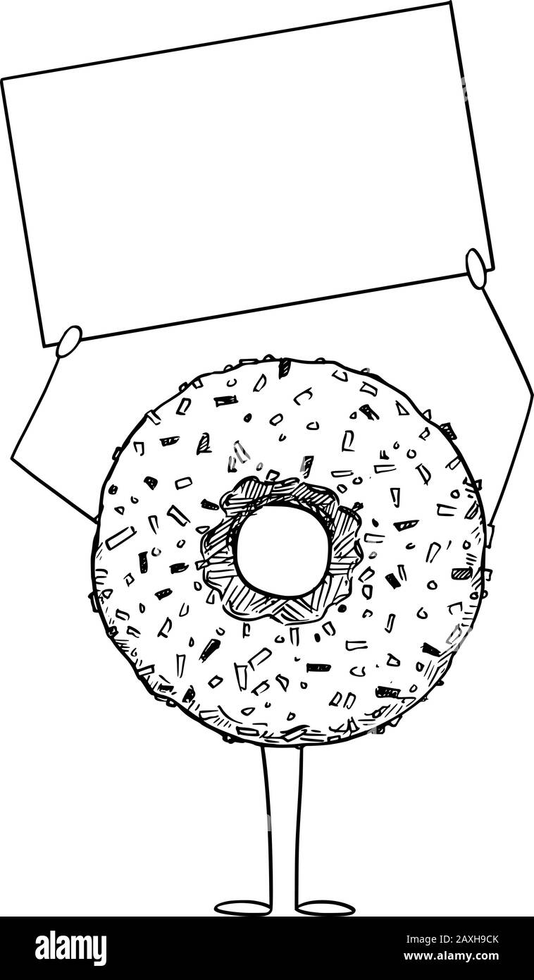 Vector illustration of cartoon donut or doughnut character holding ...