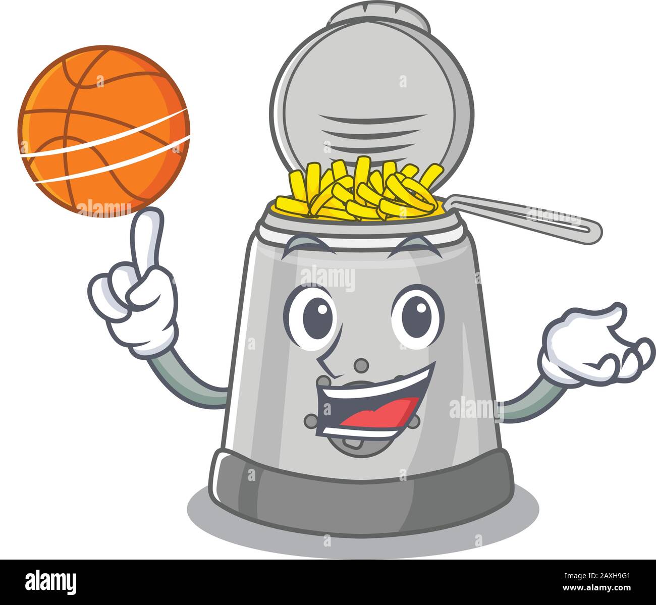 A mascot picture of deep fryer cartoon character playing basketball ...