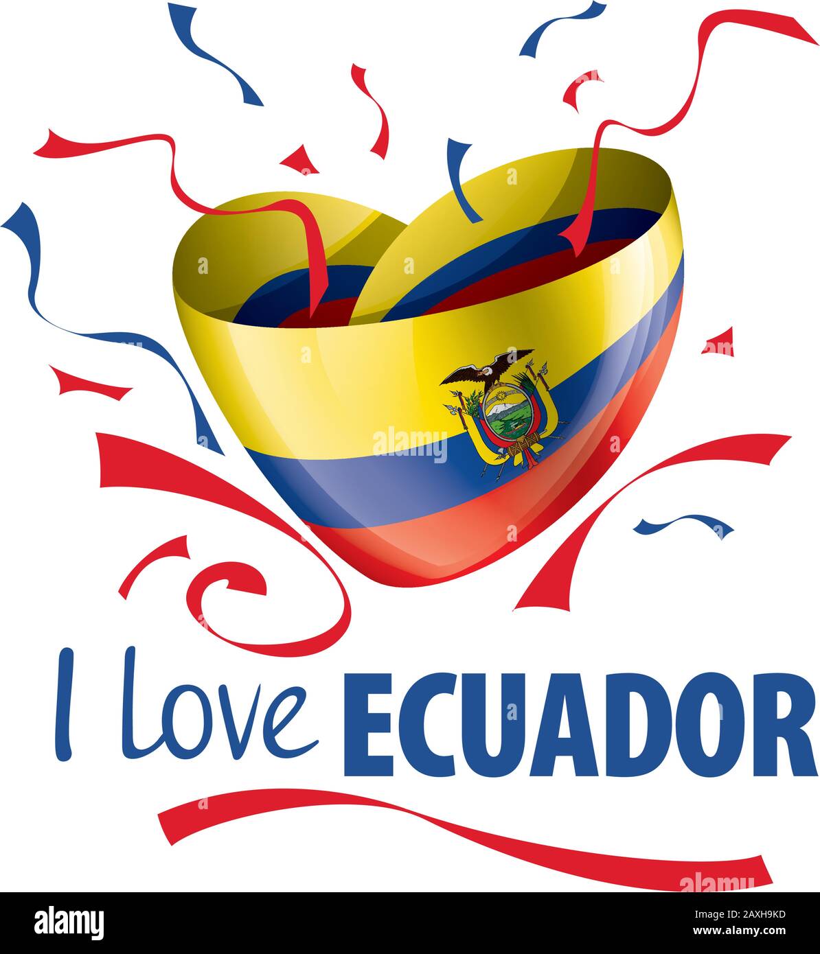 National flag of the Ecuador in the shape of a heart and the ...
