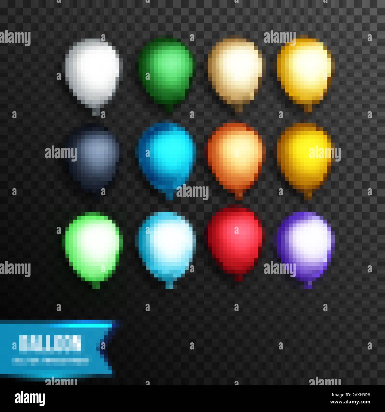 set bright flying balloon vector illustration, isolated on transparent ...