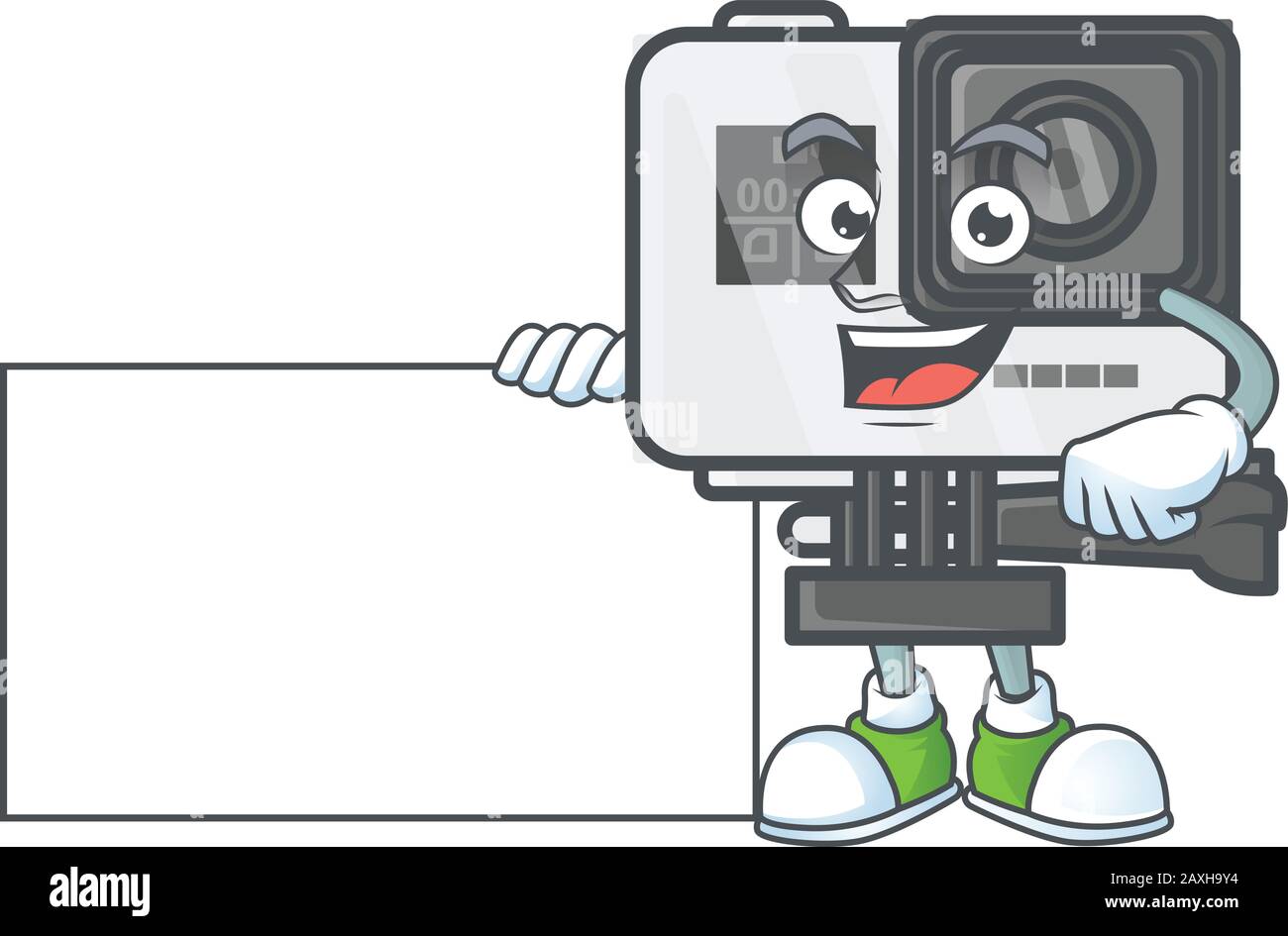 Cute funny action camera cartoon character having a board Stock Vector ...