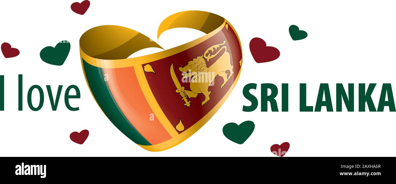 National flag of the Sri Lanka in the shape of a heart and the ...
