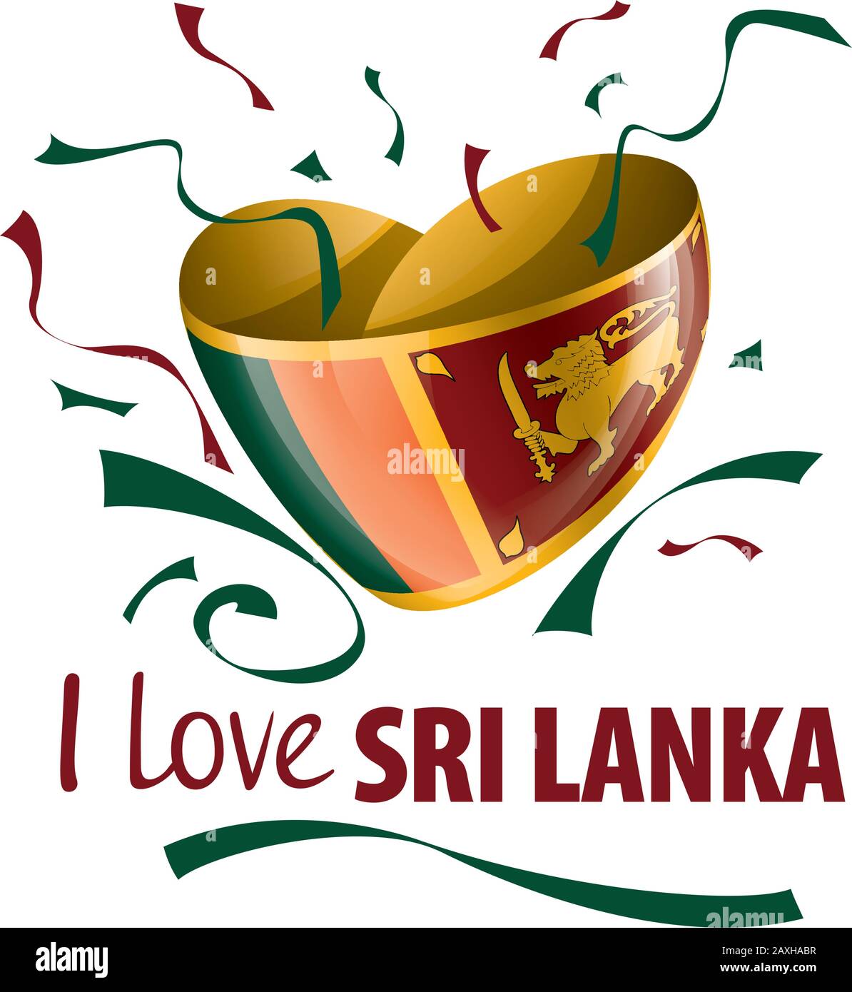 National flag of the Sri Lanka in the shape of a heart and the ...
