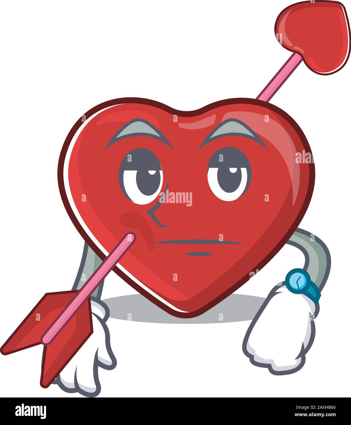 cartoon character design of heart and arrow on a waiting gesture Stock ...