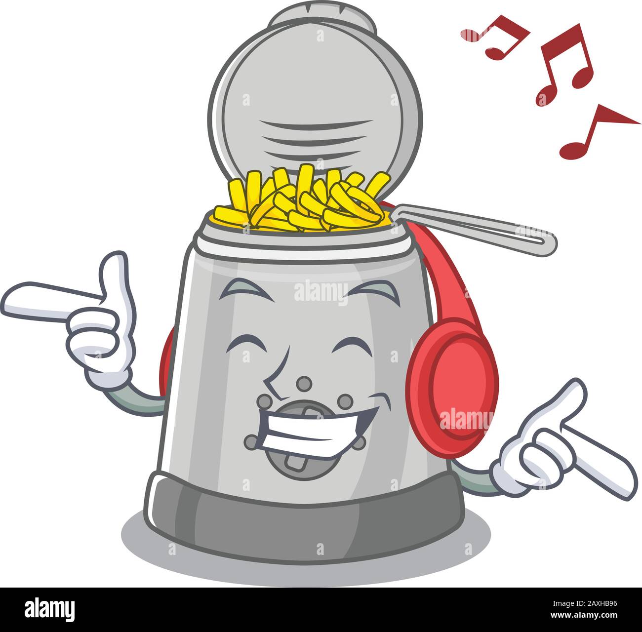 Listening music deep fryer cartoon character concept Stock Vector Image ...