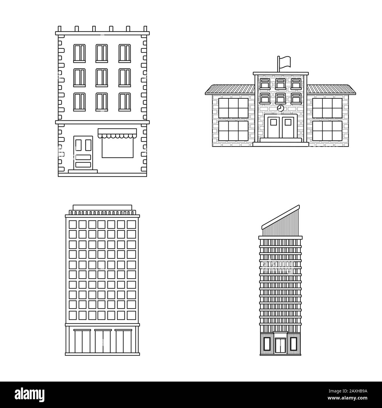 Vector design of architecture and exterior symbol. Set of architecture ...